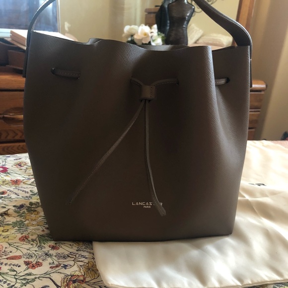 Lancaster | Bags | Lancaster Paris Taupe Crossbody Bucket Bag | Poshmark